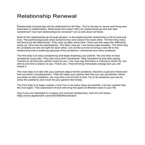 Relationship Renewal | PDF