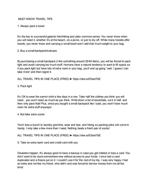 Must Know Travel Tips For Travelers | PDF