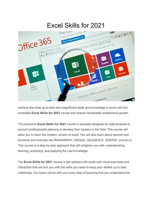 Specialization Macquarie University - Excel skills for Business | PPT