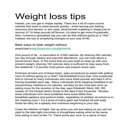 weiight loss tips | PDF | Weight Loss | Healthy Living