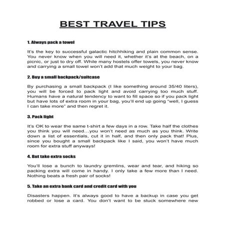 BEST 61 TRAVEL TIPS | PDF