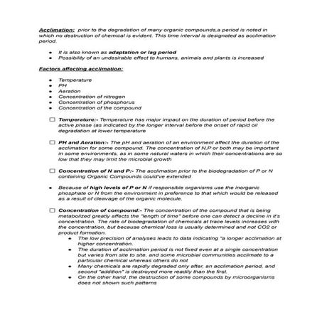 Acclimation (Biodegradation and Bioremediation) | PDF
