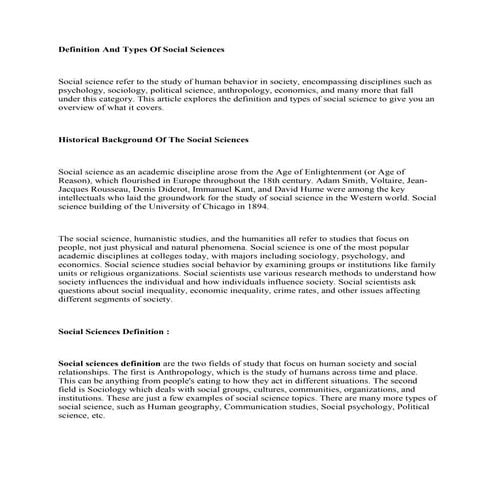 INTRODUCTION TO SOCIAL SCIENCES POWERPOINT PRESENTATION | PPT