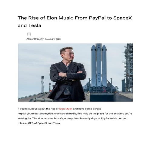 Rise of Elon Musk | PDF