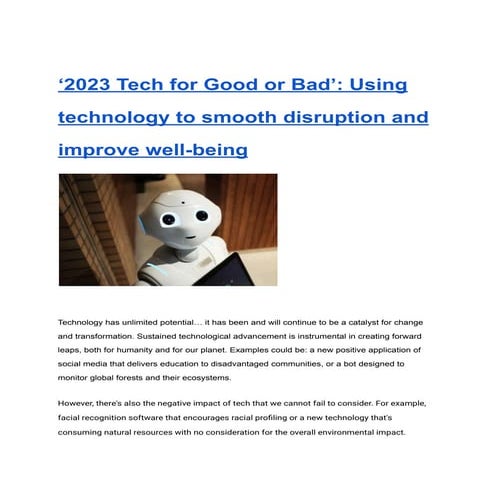 "2023 TECH FOR GOOD OR BAD | PDF