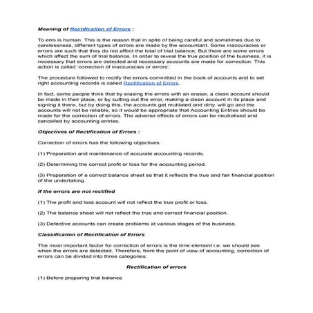 Meaning of Rectification of Errors | PDF