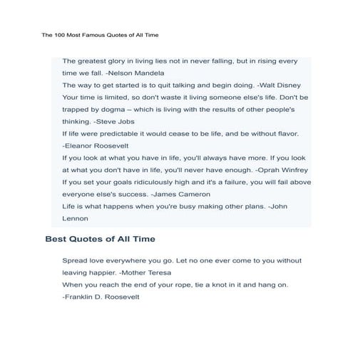 Most Famous Quotes of All Time | PDF