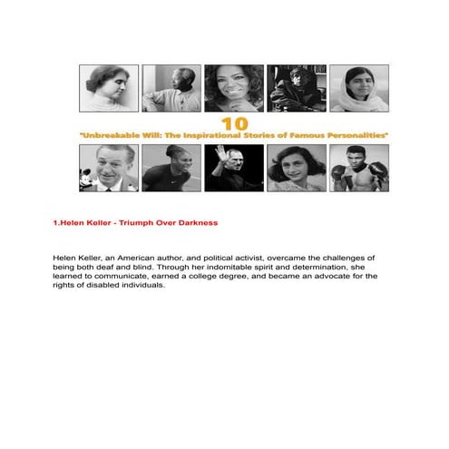 "Unbreakable Will: The Inspirational Stories of Famous Personalities" | PDF