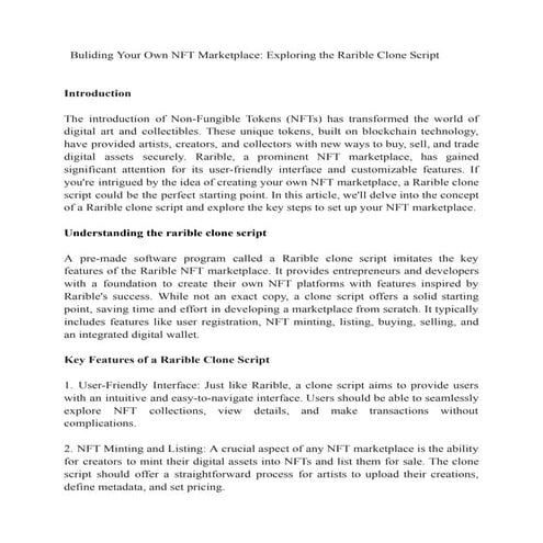 Rarible clone script | PDF