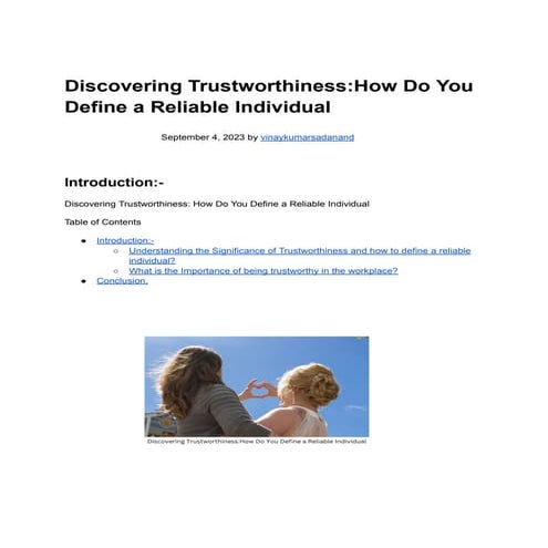 Discovering Trustworthiness:How Do You Define a Reliable Individual | PDF