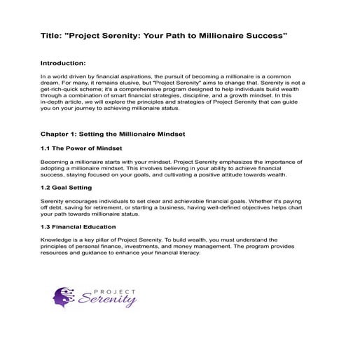 PROJECT SERENITY | PDF