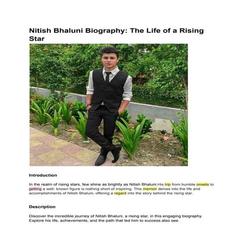 Nitish Bhaluni Biography | PDF