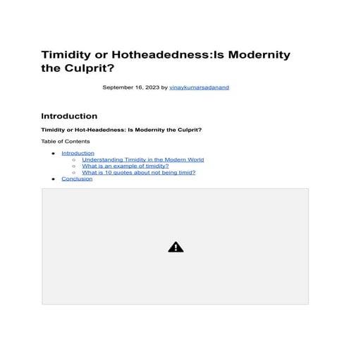 Timidity or Hotheadedness:Is Modernity the Culprit? | PDF