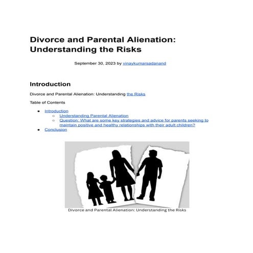 Divorce and Parental Alienation: Understanding the Risks | PDF