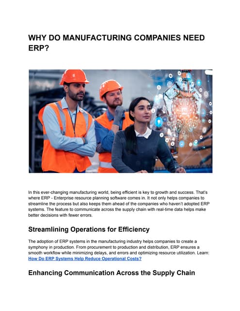 Automate Your Manufacturing Processes with ERPNext | PDF