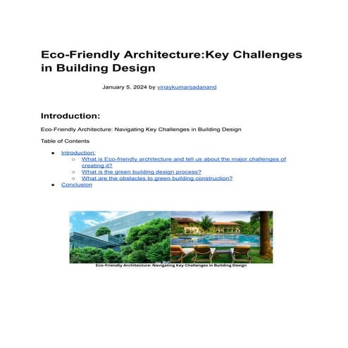 Eco-Friendly Architecture:Key Challenges in Building Design | PDF ...