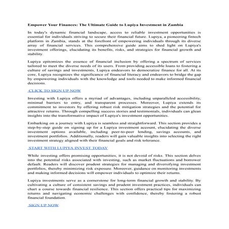 ULTIMATE GUIDE TO LUPIYA INVESTMENT IN ZAMBIA | PDF