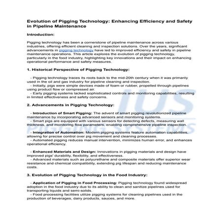Evolution of Pigging Technology: Enhancing Efficiency and Safety in ...