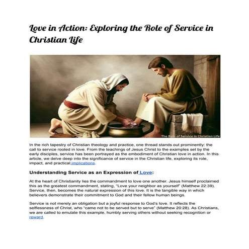 Love in Action: Exploring the Role of Service in Christian Life | PDF