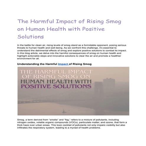 Confronting the Harmful Impact of Rising Smog on Human Health with ...
