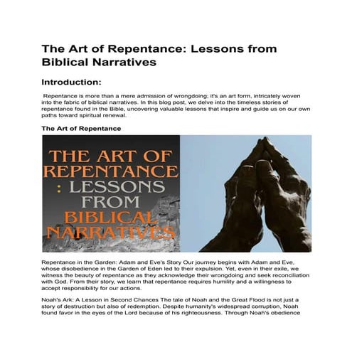 The Art of Repentance: Lessons from Biblical Narratives | PDF