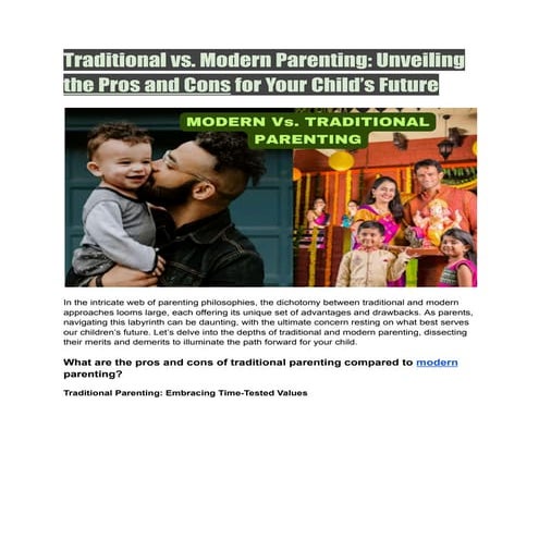 Traditional vs. Modern Parenting: Unveiling the Pros and Cons for Your ...