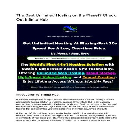 The Best Unlimited Hosting on the Planet? Check Out Infinite Hub | PDF