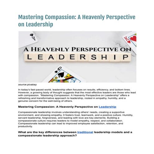 Mastering Compassion: A Heavenly Perspective on Leadership | PDF