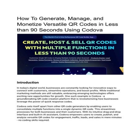 How To Generate, Manage, and Monetize Versatile QR Codes in Less than 90 Seconds Using Codova ...