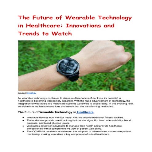 The Future of Wearable Technology in Healthcare: Innovations and Trends ...
