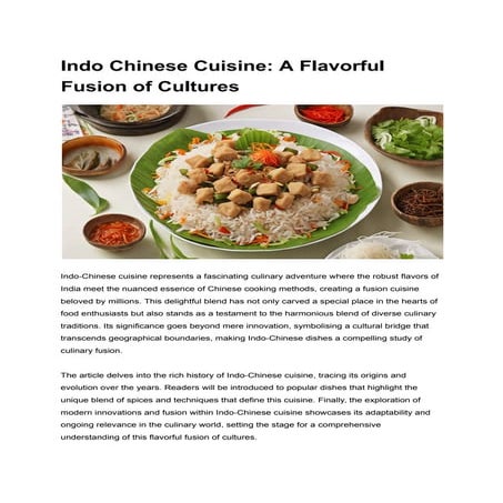 Indo Chinese Cuisine: A flavorful fusion | PDF