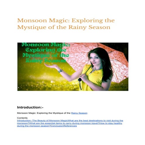 Monsoon Magic: Exploring the Mystique of the Rainy Season | PDF