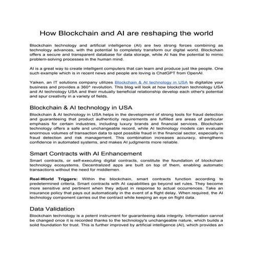 How Blockchain And Ai Are Reshaping The World Pdf