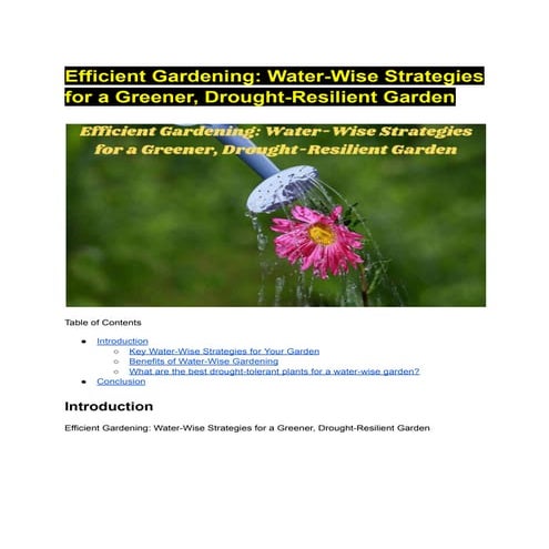 Efficient Gardening: Water-Wise Strategies for a Greener, Drought ...