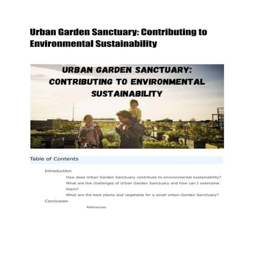 Urban Garden Sanctuary: Contributing to Environmental Sustainability | PDF
