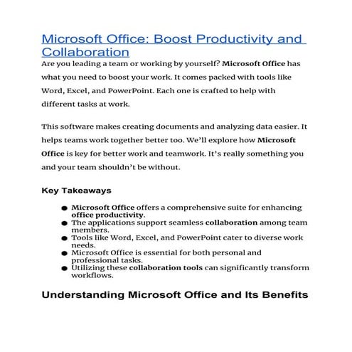 Microsoft Office: Boost Productivity and Collaboration | DOCX