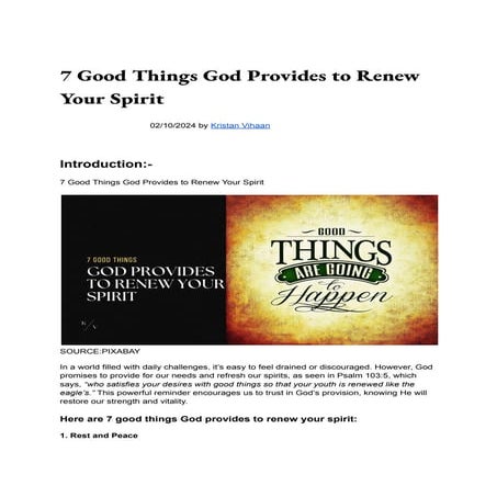 7 Good Things God Provides to Renew Your Spirit | PDF