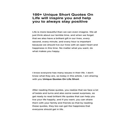 100+ Unique Short Quotes On Life will inspire you and help you to ...