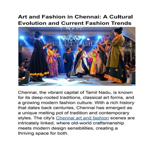Art and Fashion in Chennai: A Cultural Evolution and Current Fashion ...