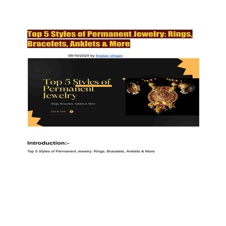 Top 5 Styles of Permanent Jewelry: Rings, Bracelets, Anklets & More | PDF