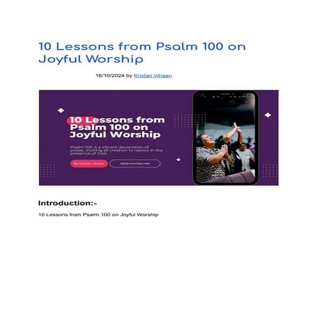 10 Lessons from Psalm 100 on Joyful Worship | PDF