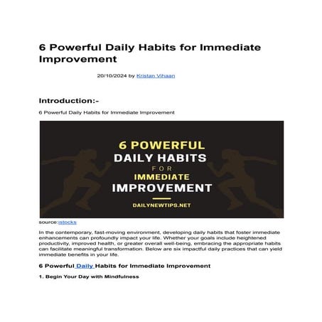 6 Powerful Daily Habits for Immediate Improvement | PDF