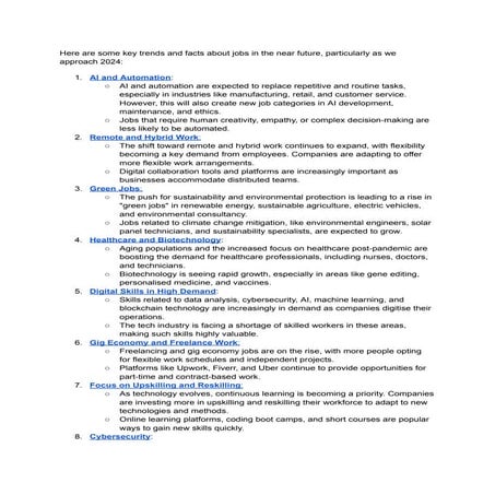 facts about jobs in the future 2024 latest | PDF