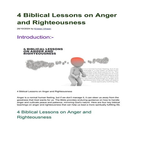 4 Biblical Lessons on Anger and Righteousness | PDF | Christianity ...