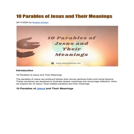 10 Parables of Jesus and Their Meanings... | PDF