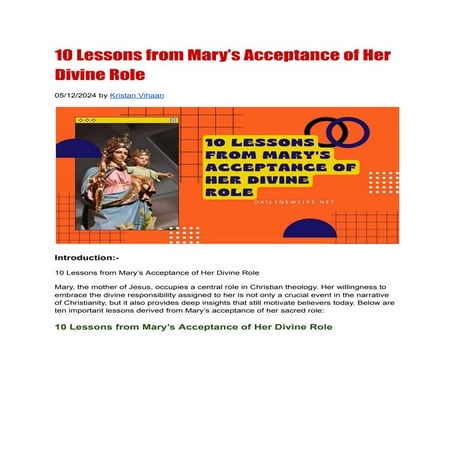 10 Lessons from Mary's Acceptance of Her Divine Role | PDF