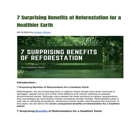 7 Surprising Benefits of Reforestation for a Healthier Earth | PDF