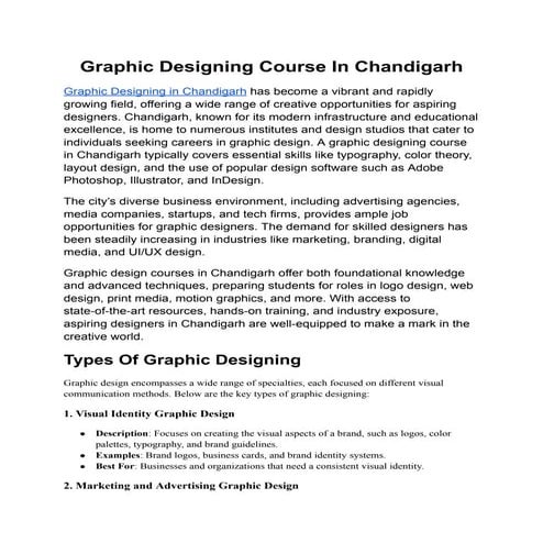 Graphic Designing Course In Chandigarh | PDF