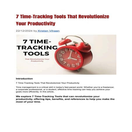 7 Time-Tracking Tools That Revolutionize Your Productivity | PDF