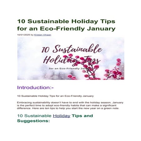 10 Sustainable Holiday Tips for an Eco-Friendly January | PDF